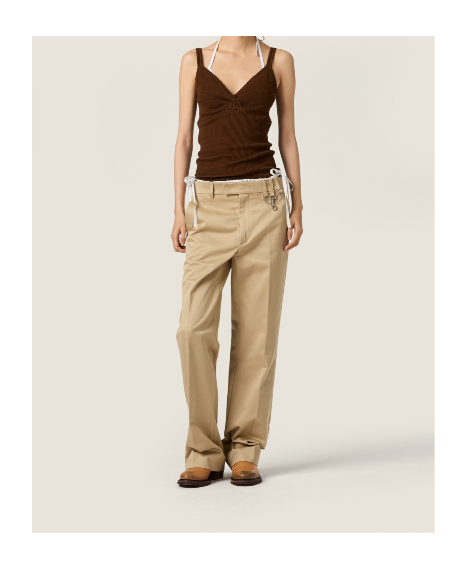 MIU MIU Miu Miu Cotton Knit V-Neck Top